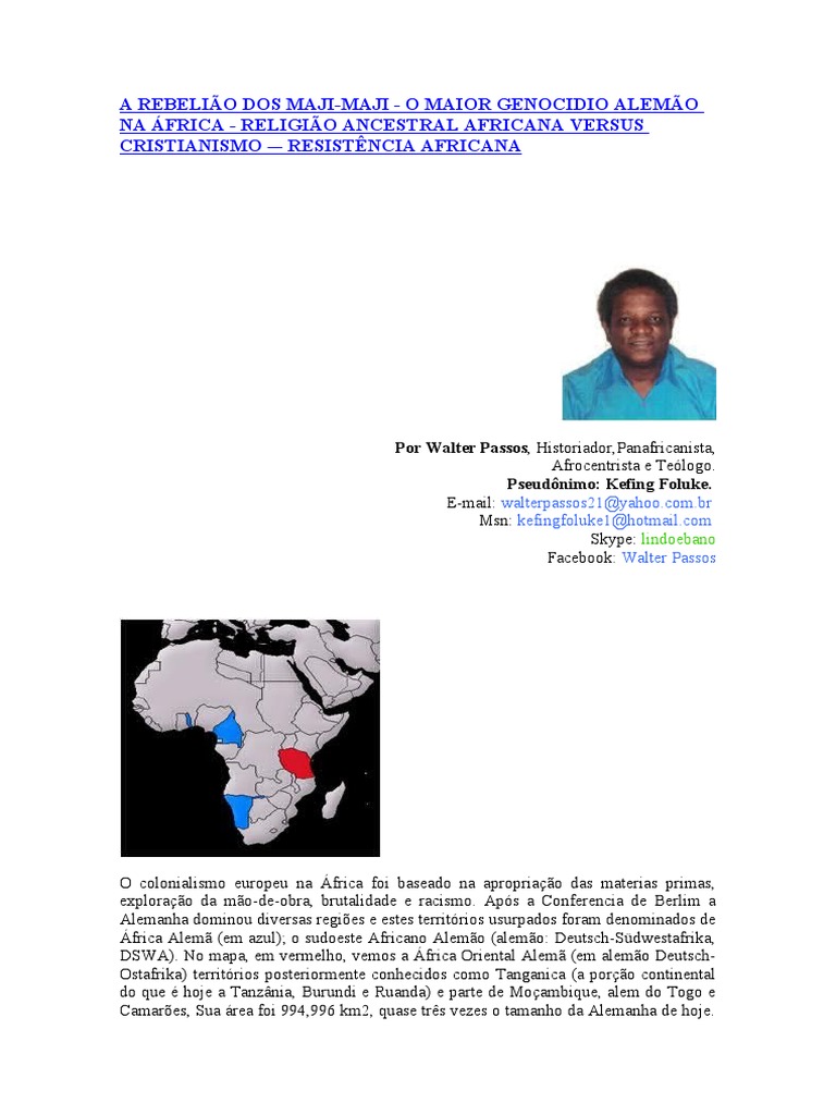 Rebelião Maji Maji: Resistência Africana | PDF | Alemanha | Política ...