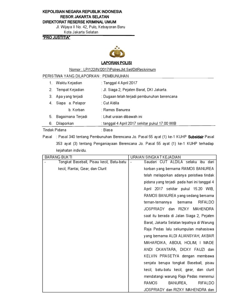 Contoh LAPORAN POLISI | PDF