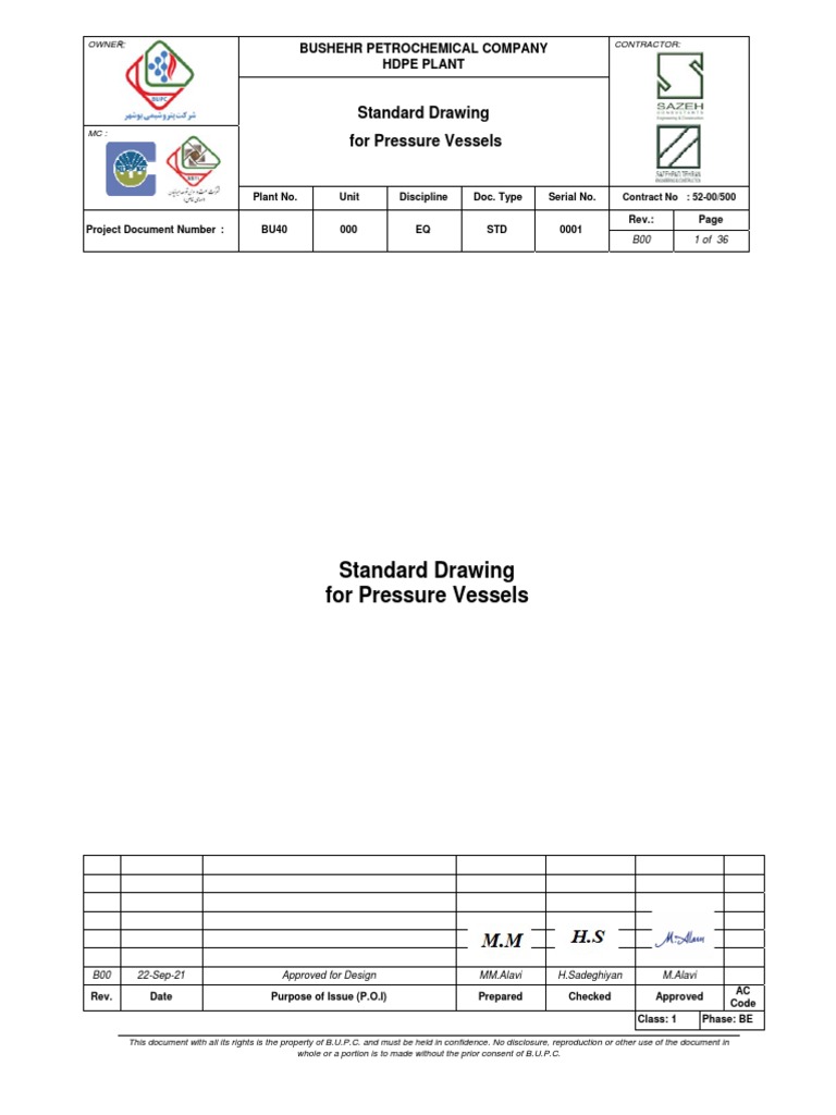 Standard Drawing For Pressure Vessels | PDF | Mechanical Engineering
