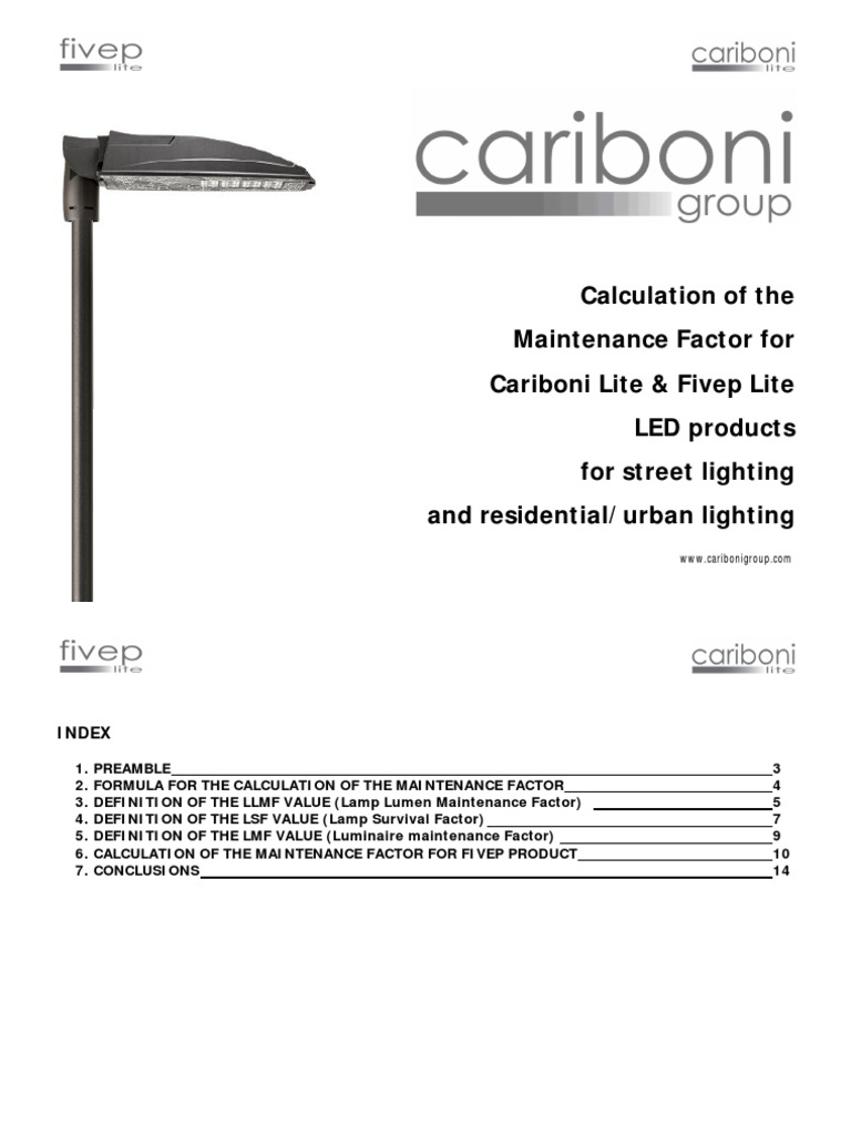 Maintenance Factor Calculation for LED Lighting | PDF | Lighting ...