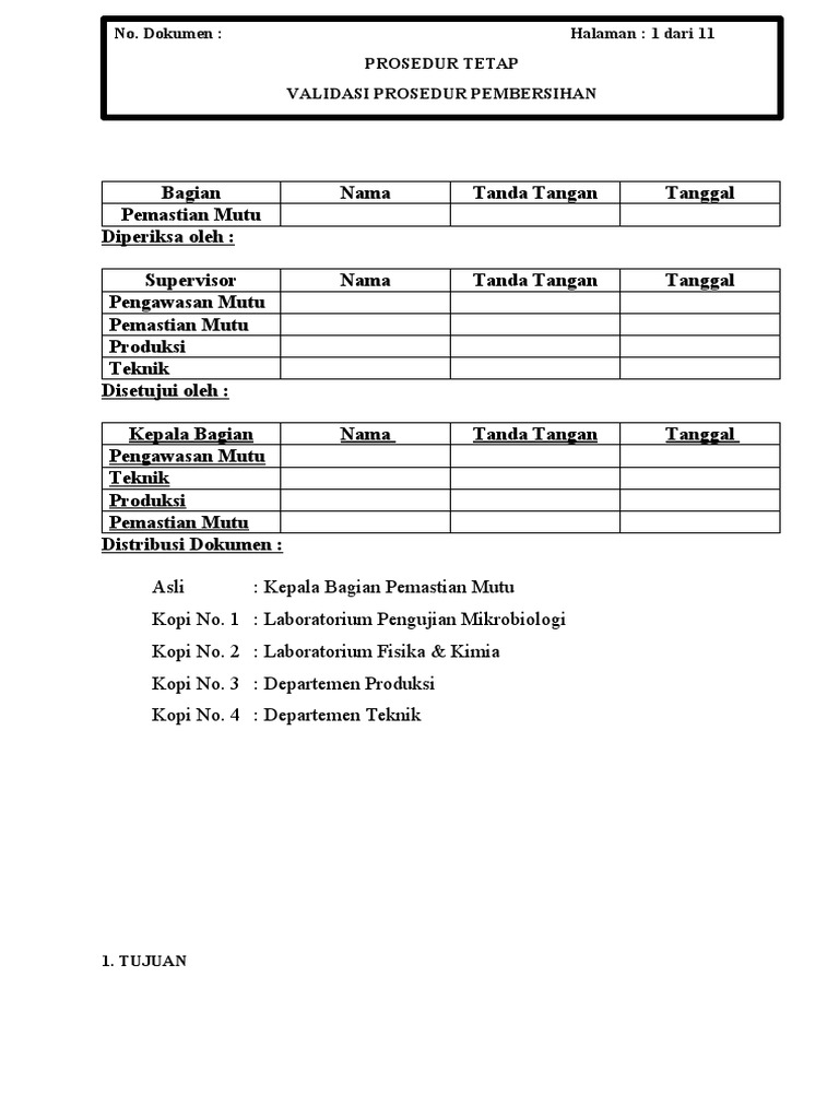 Prosedur Tetap Validasi Proses Pembersihan | PDF