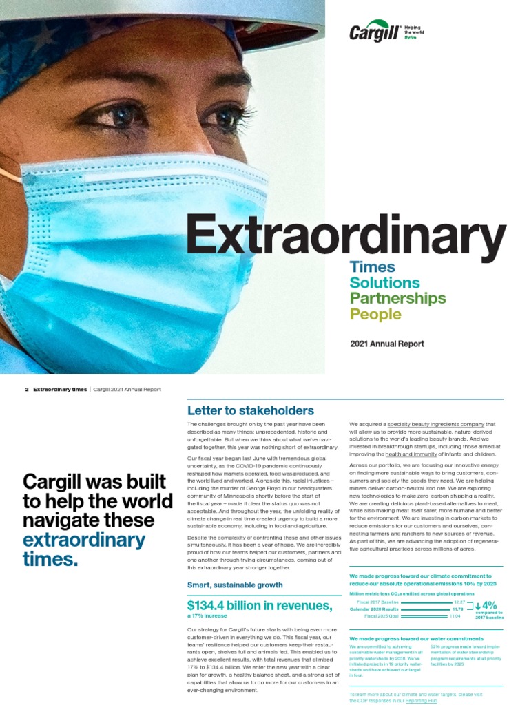 Cargill Annual Report 2021 - FINAL | PDF | Sustainability | Agriculture