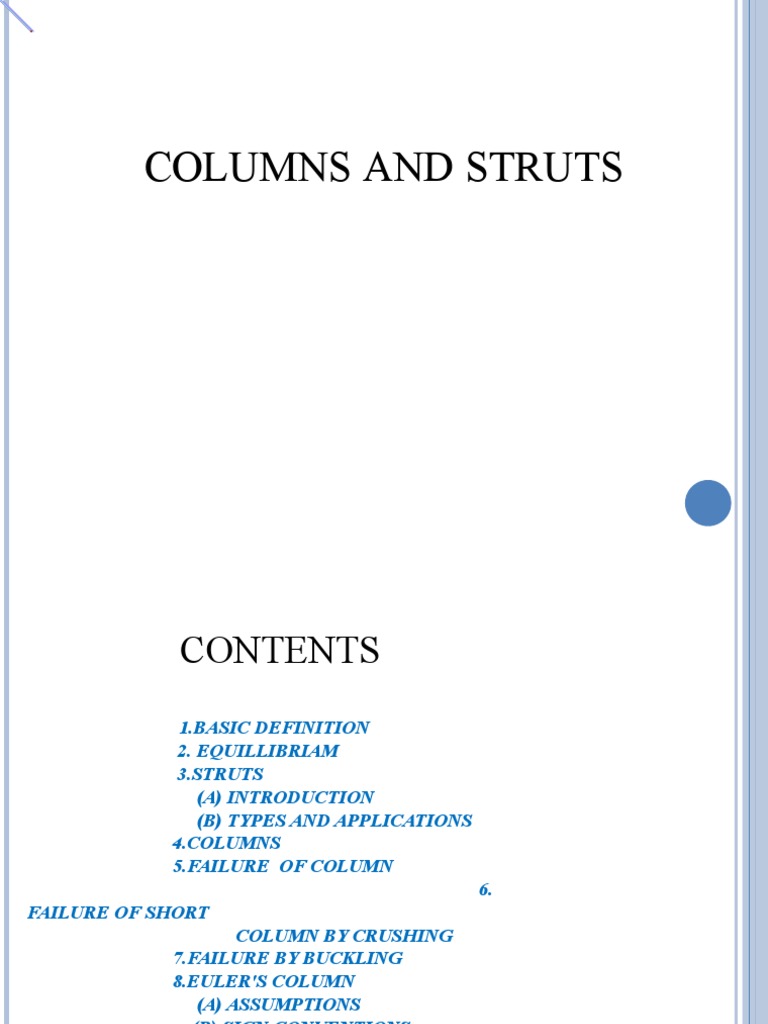 Columns and Struts | PDF | Buckling | Column