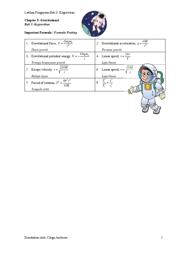 Gravitational Concepts and Exercises | PDF