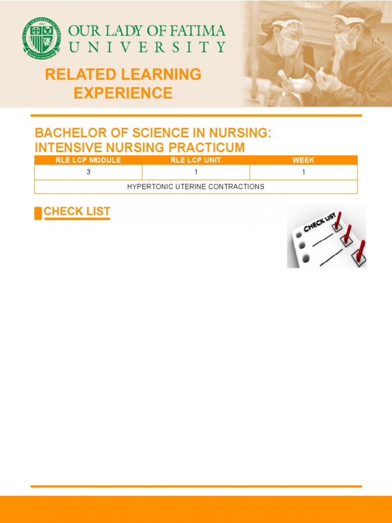 Bachelor of Science in Nursing: Intensive Nursing Practicum: Rle LCP Module Rle LCP Unit Week ...