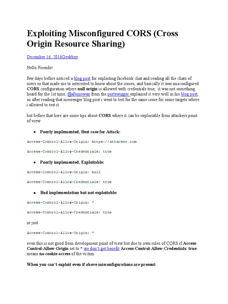 Exploiting Misconfigured CORS | PDF | Cyberspace | Software Engineering