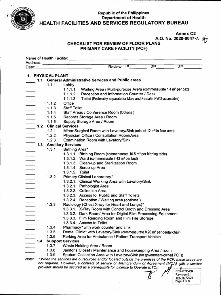 Facilities Services Regulatory Bureau: The Department of Health Health ...