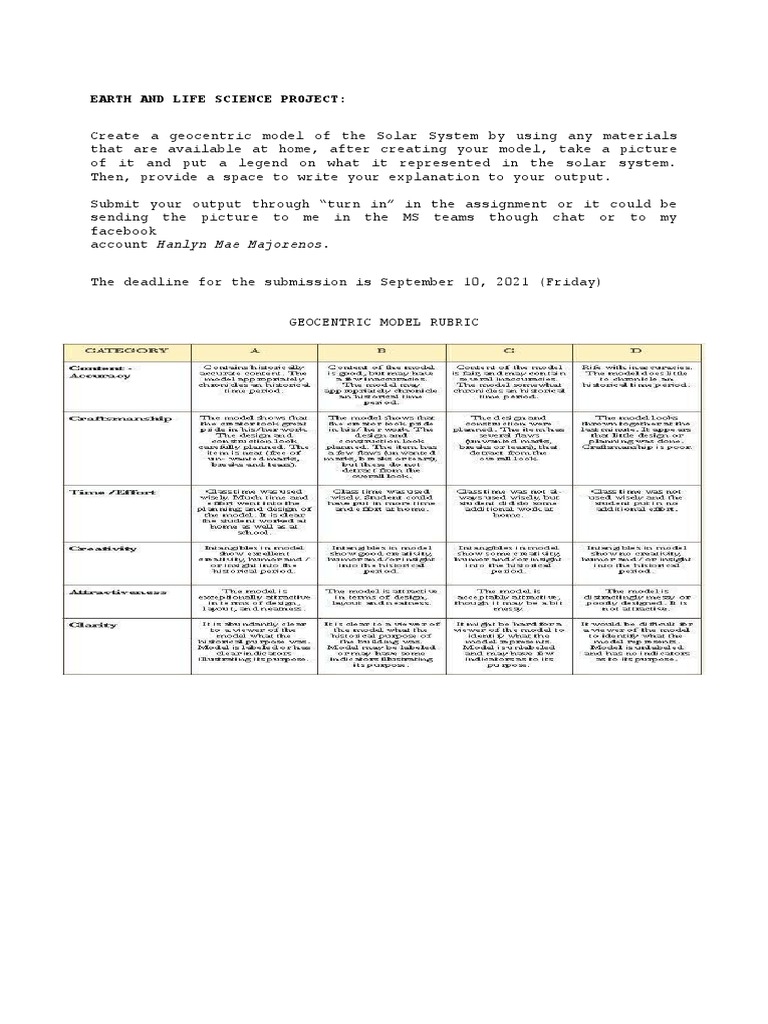 Earth and Life Science Project | PDF