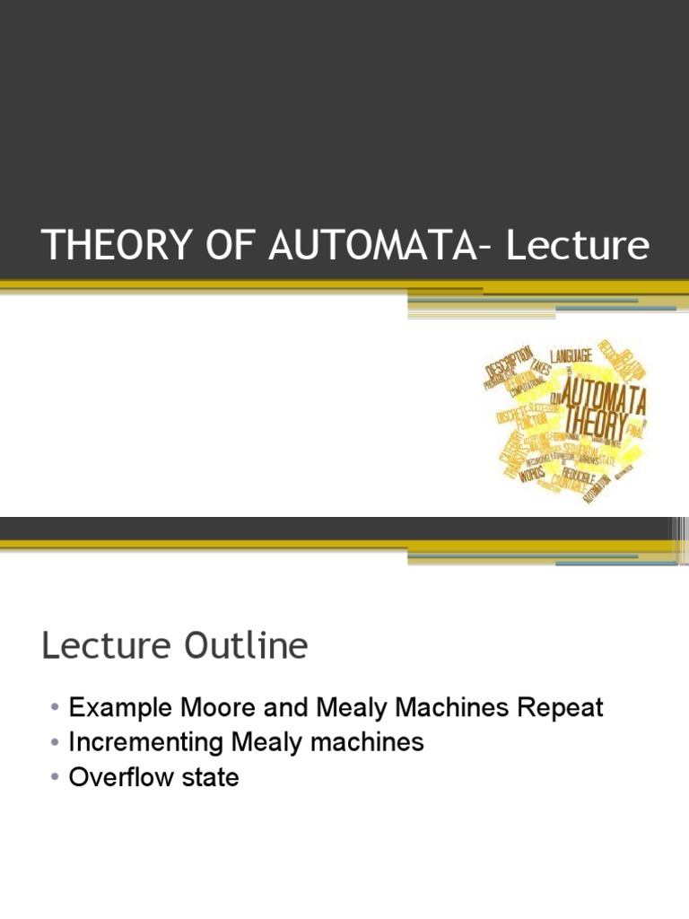 Automata Lecture19 Moore And Mealy Machines Pdf Theory Of Computation Computer Programming