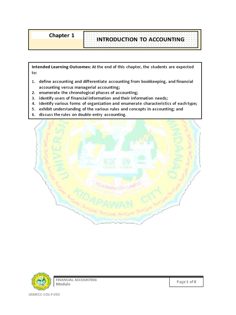 FinAcc Chapter 1 | PDF | Debits And Credits | Financial Statement