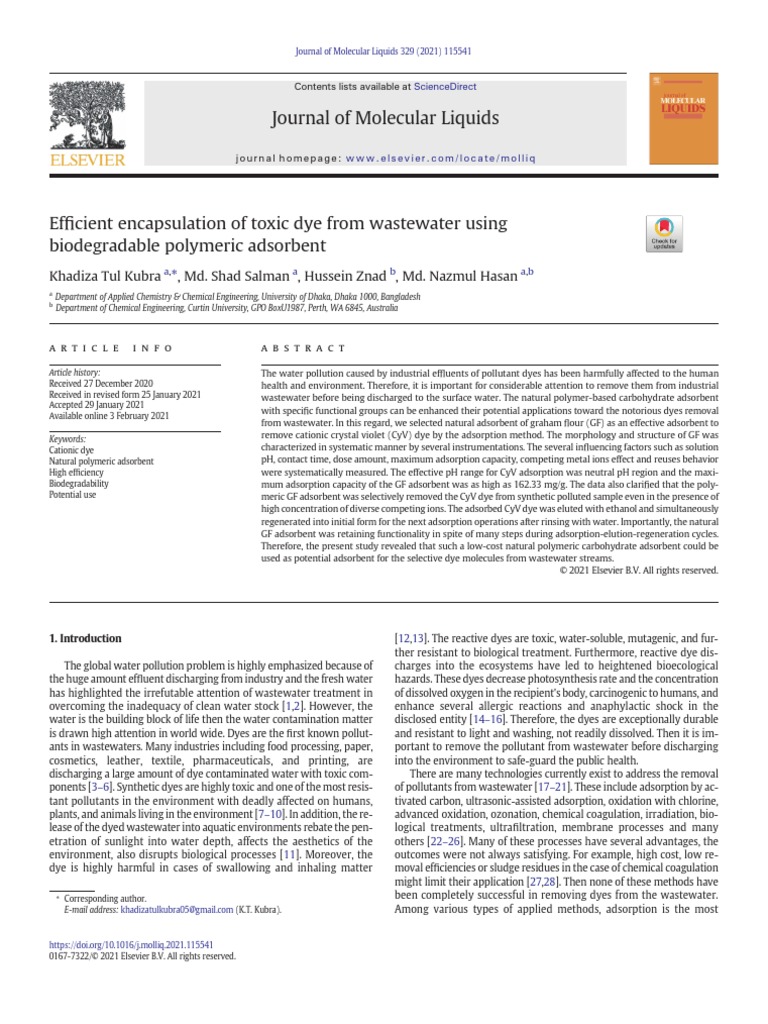 Efficient Encapsulation of Toxic Dye From Wastewater Using ...