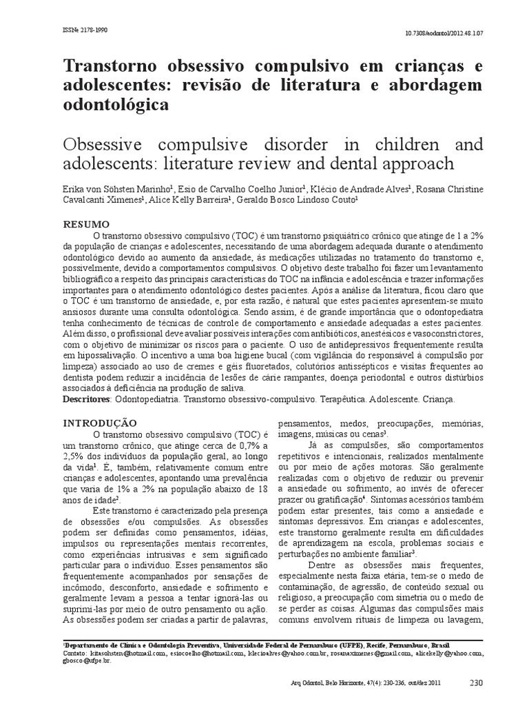 Toc Infantil | PDF | Transtorno obsessivo compulsivo (TOC) | Remédio