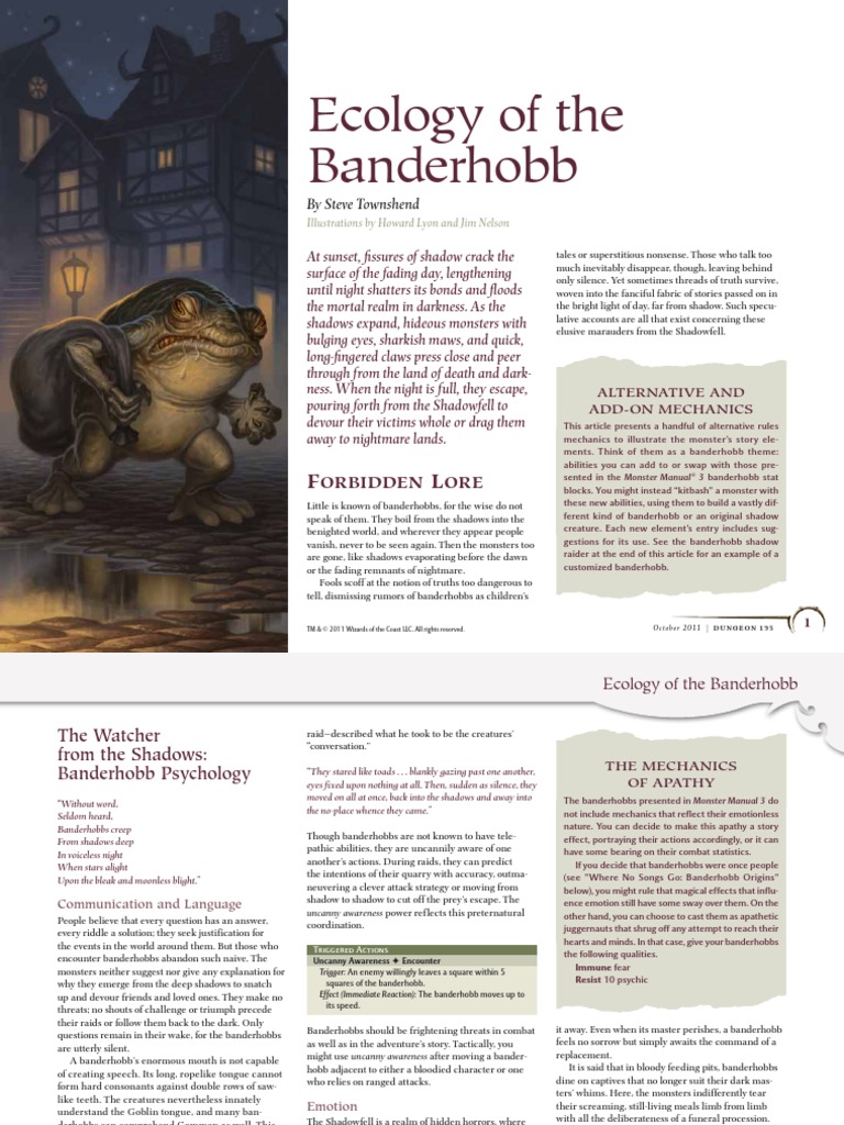Dungeon #195 - The Ecology of The Banderhobb | PDF | Young Adult