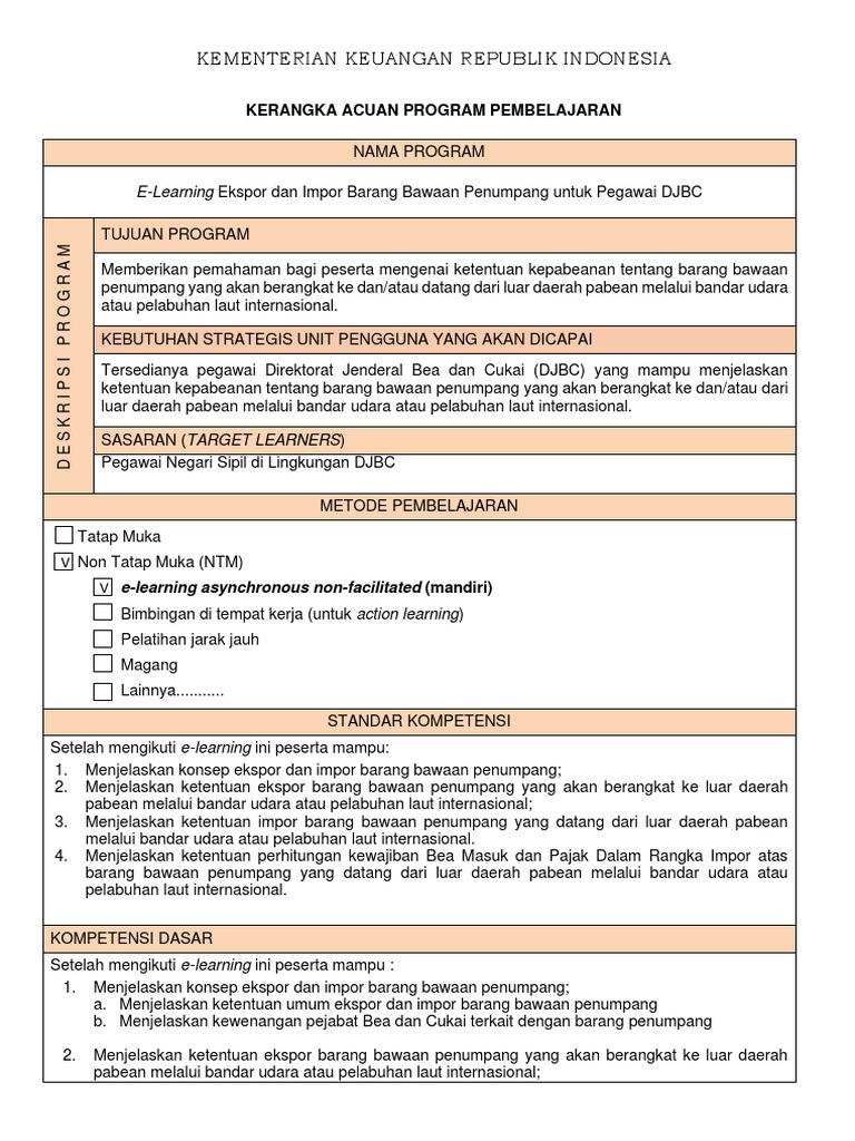 Kap E-Learning Ekspor Impor BBP Peg. DJBC Ds | PDF