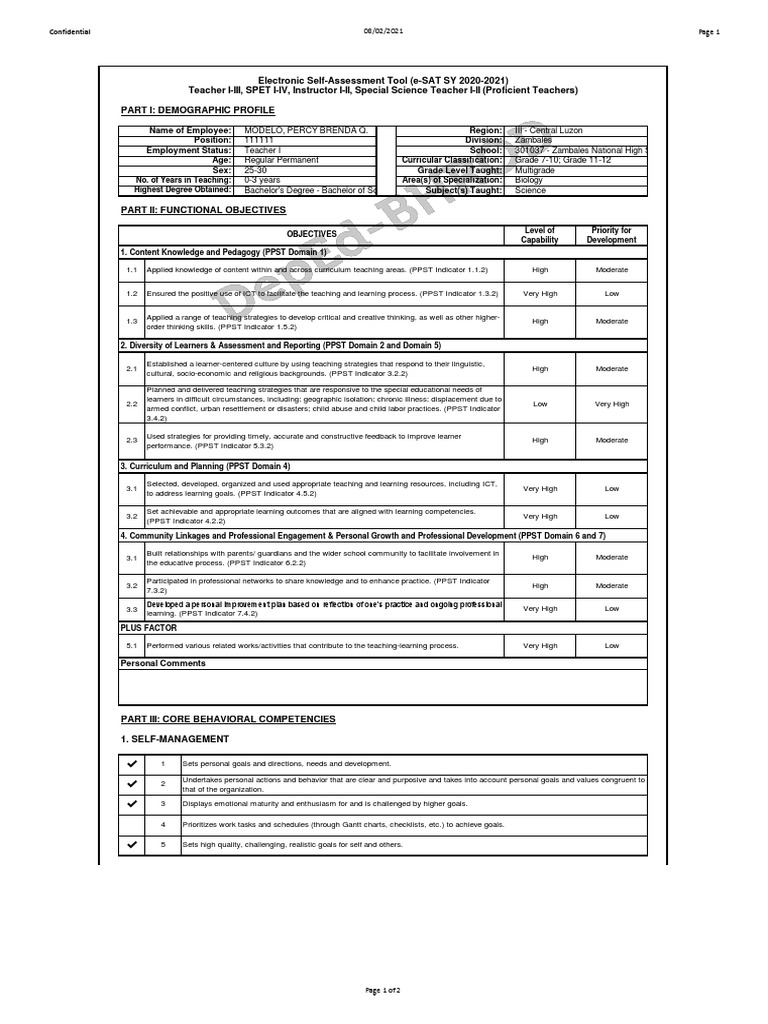 DepEd Prescribed e SAT SY 2020 2021 | PDF | Goal | Learning