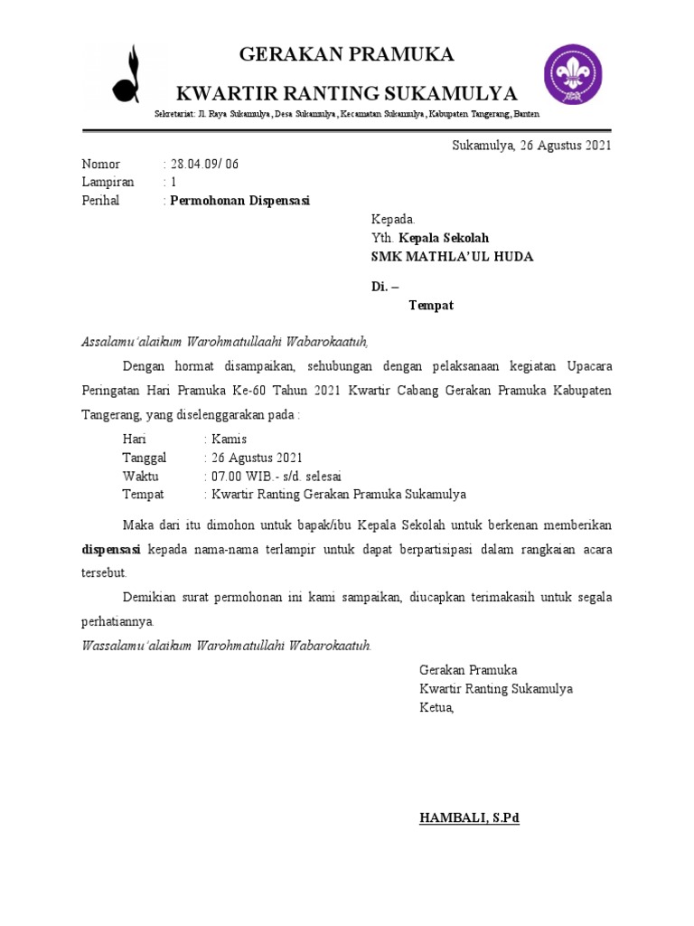 Surat Dispen DKR | PDF