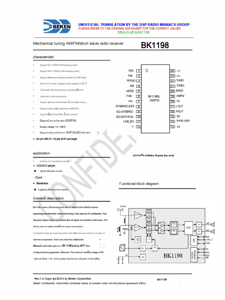 BK1198 AM/FM Radio Receiver Datasheet | PDF | Frequency Modulation ...