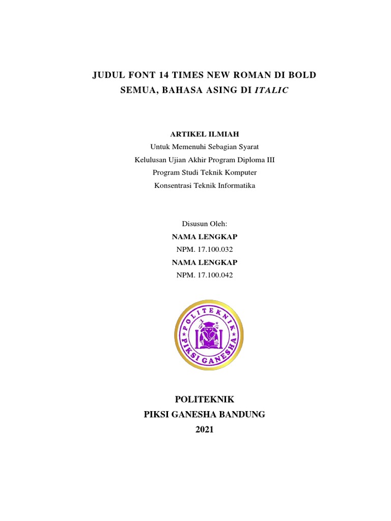 Contoh Format Artikel Ilmiah | PDF
