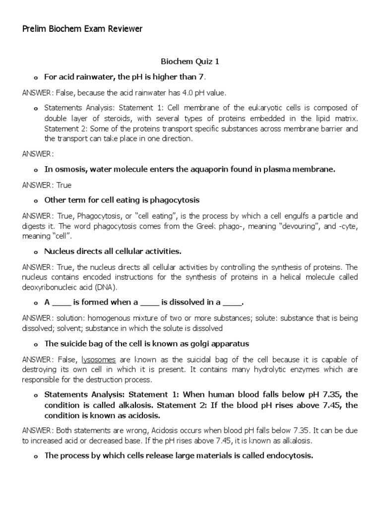 Biochemistry Prelim Exam Review Guide | PDF | Glycolysis | Cellular ...