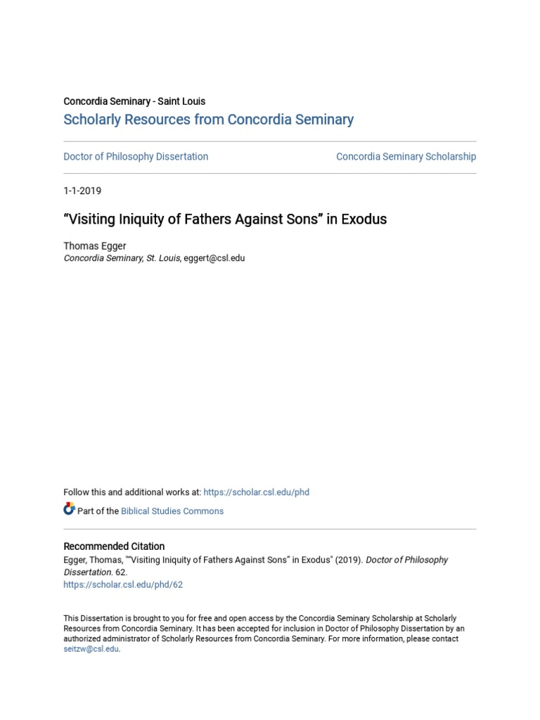 Visiting Iniquity of Fathers Against Sons - in Exodus | PDF | Exegesis ...