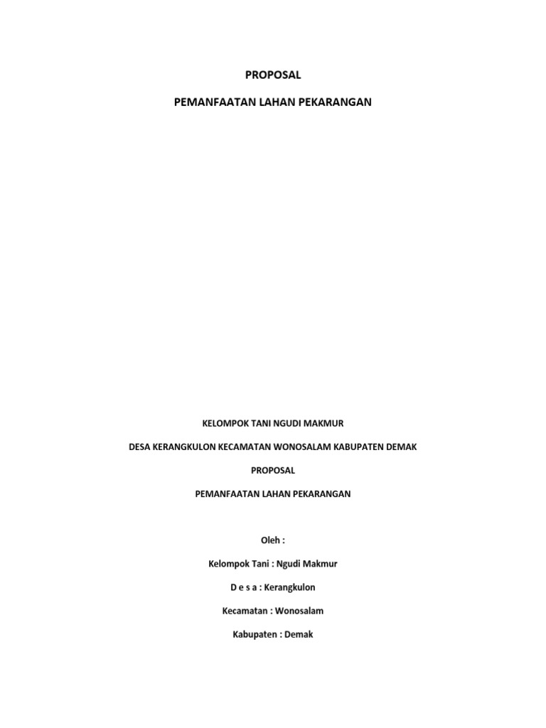 Proposal Lahan Pekarangan | PDF