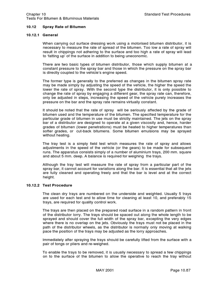Measuring the Spray Rate of Bitumen Using the Tray Test Method | PDF ...