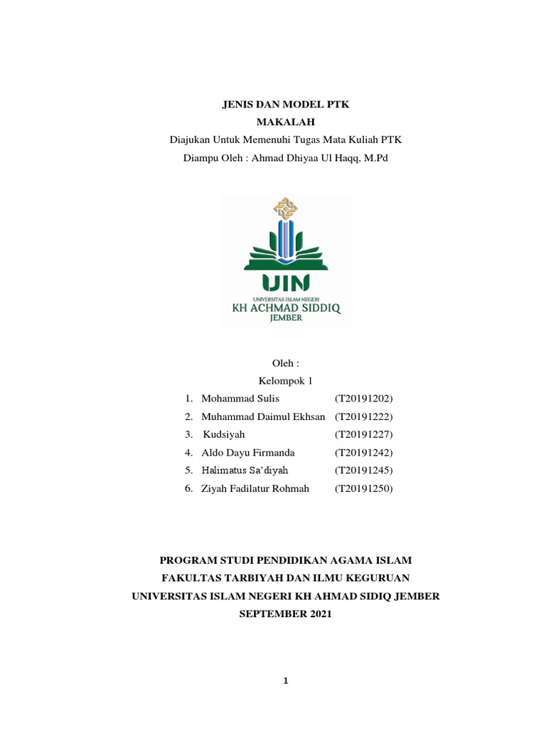 Jenis Dan Model PTK | PDF