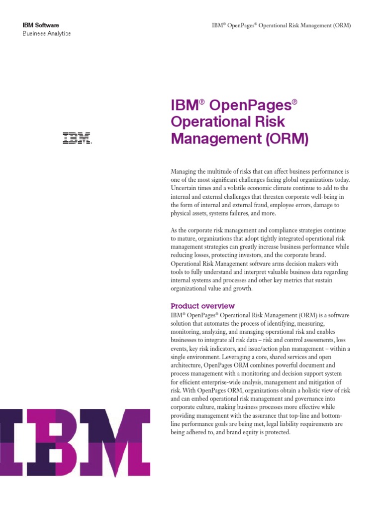 Ibm Openpages Operational Risk Mamagement Software Solution | PDF ...