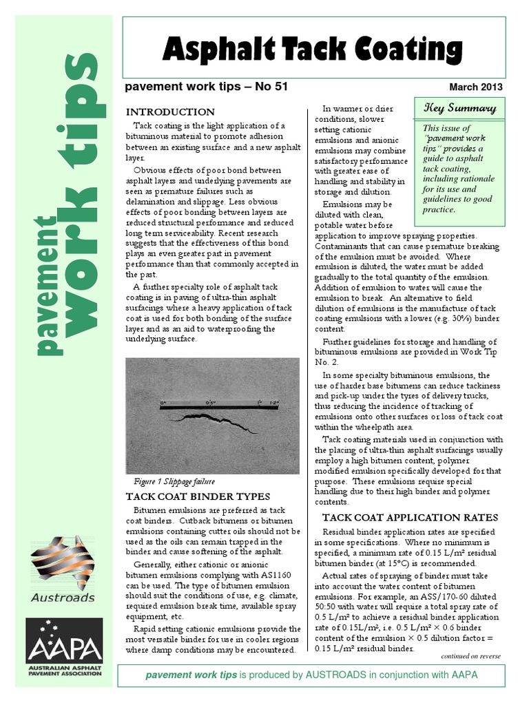 Worktips 51 Asphalt Tack Coating | PDF | Asphalt | Road Surface