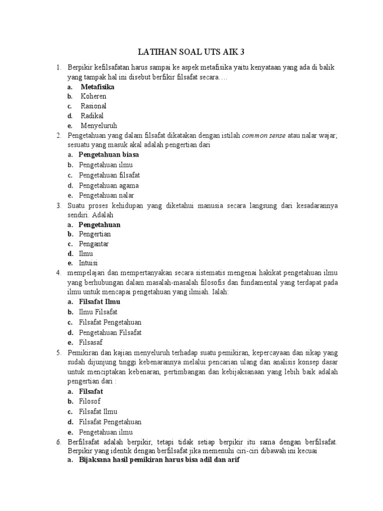 Latihan Soal Aik 3 d.3 Analis SMT 5 | PDF