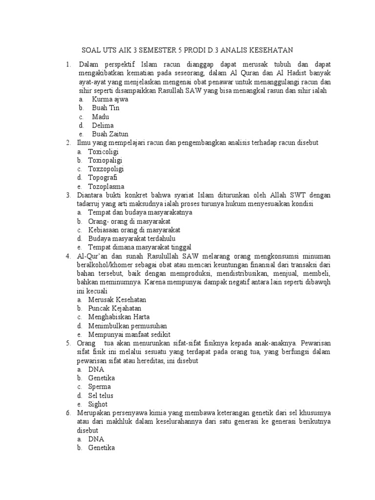 Latihan Soal Uas Aik 3 | PDF