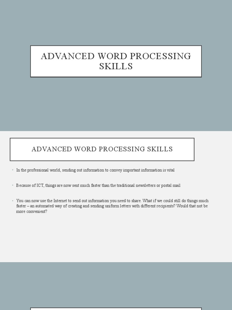 Advanced Word Processing Skills | PDF | Mail | Microsoft Excel