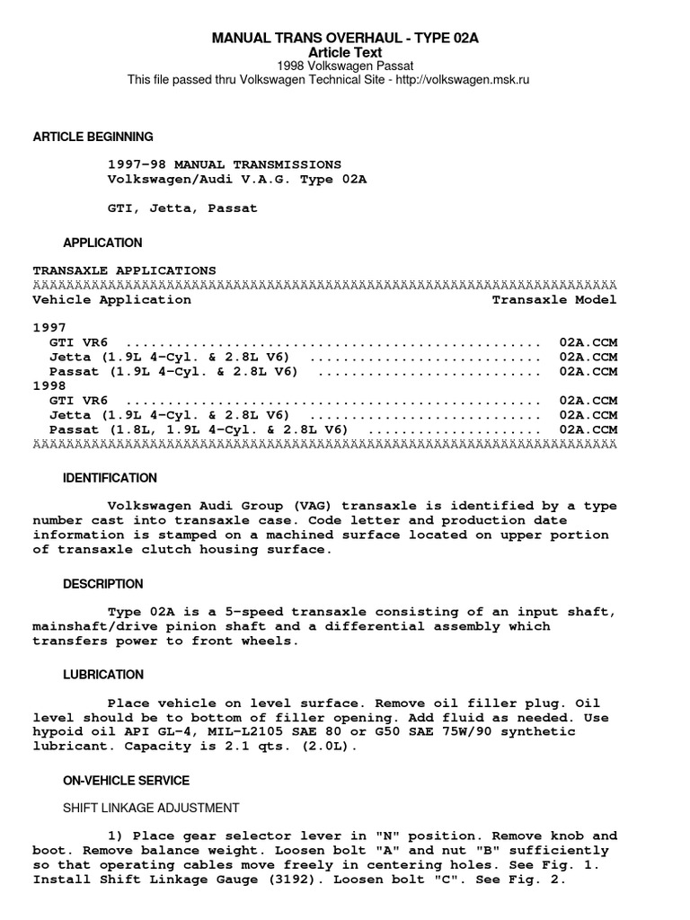 VW Motorsport 02A | PDF | Manual Transmission | Mechanical Engineering