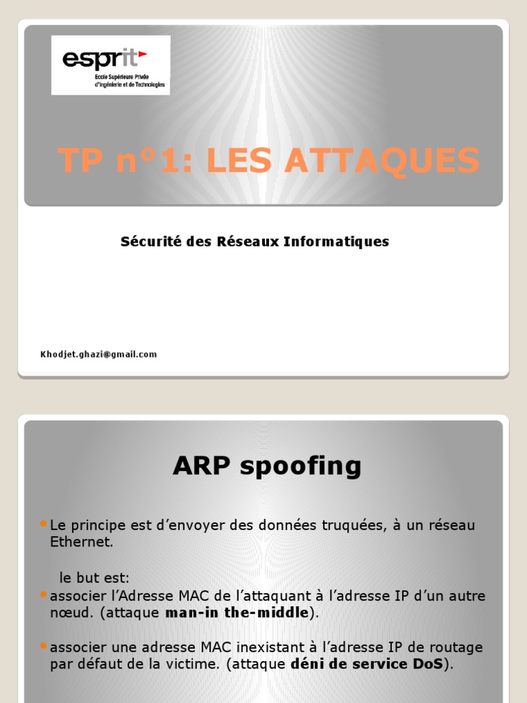 TP N°1: Les Attaques: Sécurité Des Réseaux Informatiques | PDF | Informatique | OSI protocols