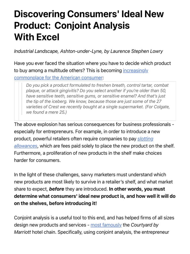 Discovering Consumers' Ideal New Product: Conjoint Analysis With Excel - César Zamudio, PH.D ...