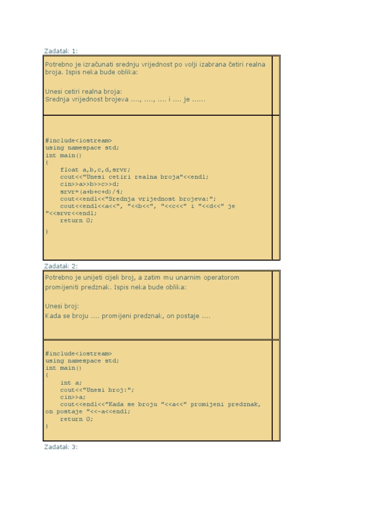 Programiranja Primjeri 1 | PDF