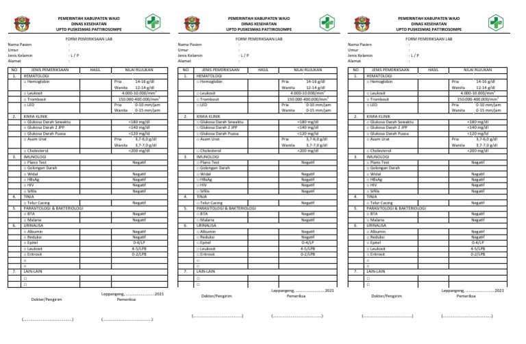 Contoh Form Hasil Lab | PDF