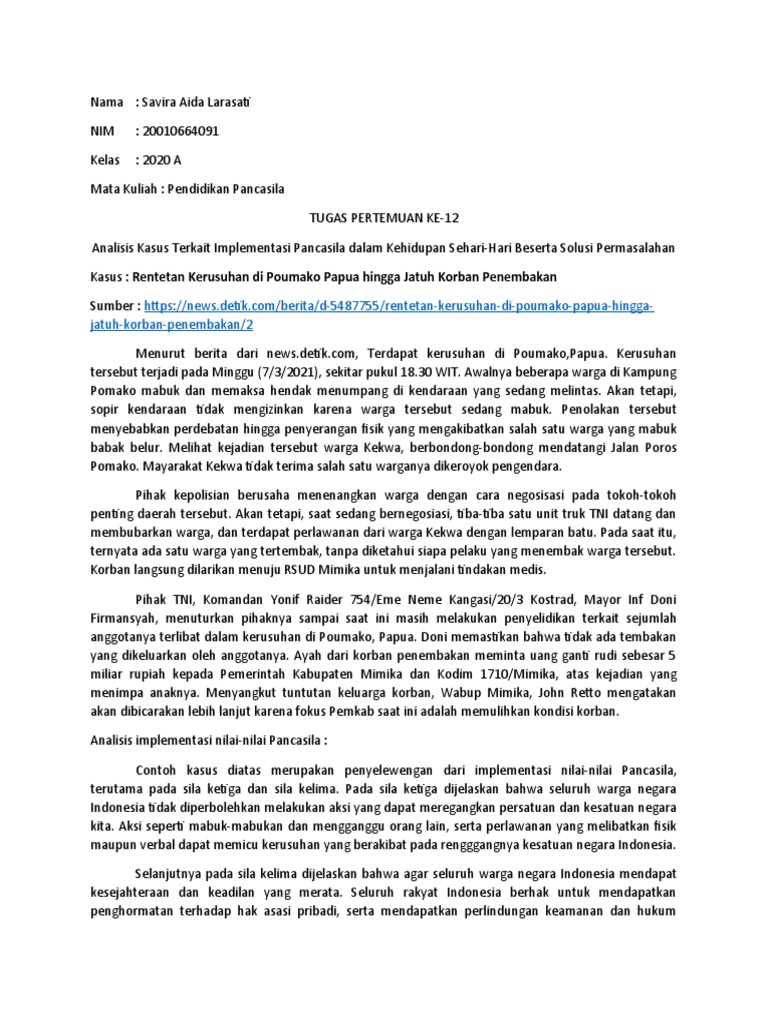 Savira Aida Larasati - 20010664091 - 2020A | PDF | Politik