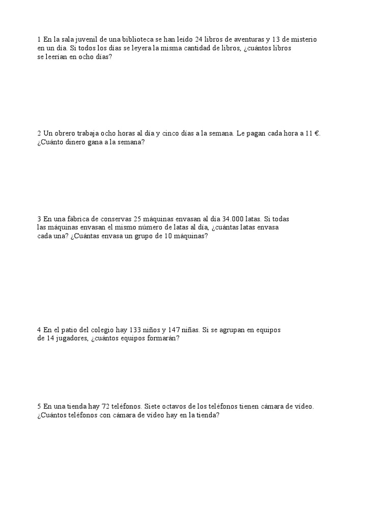 Problemas Mate 5 | PDF