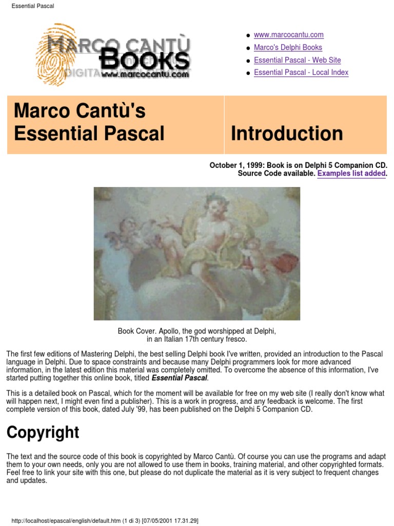 Marco's Delphi Books Essential Pascal - Web Site Essential Pascal - Local Index | PDF | Data ...