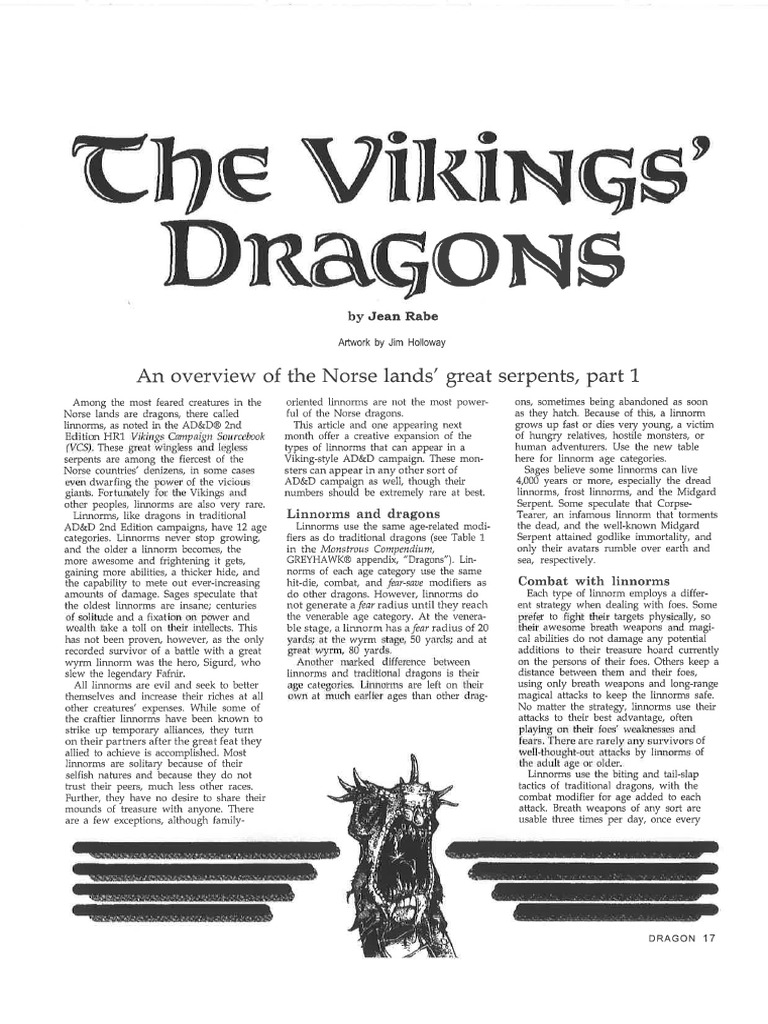 Overview of Linnorm Dragons in Norse Lore | PDF | Dragon | Sea