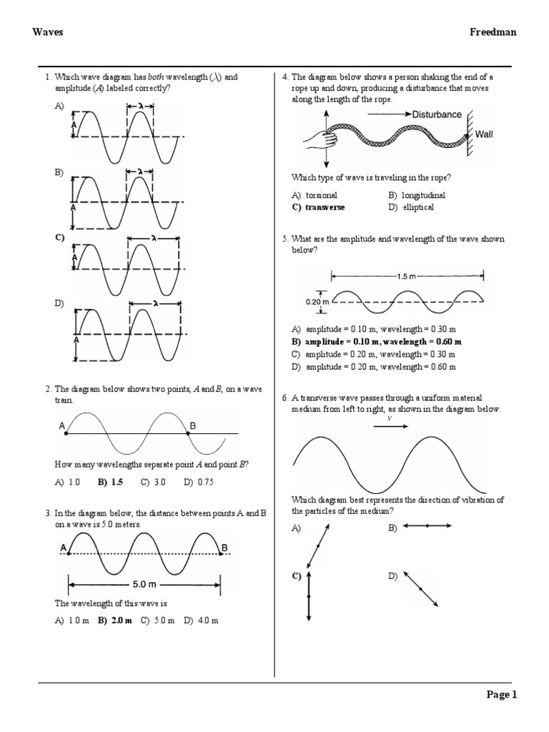 Wave Properties and Types Quiz | PDF | Waves | Wavelength