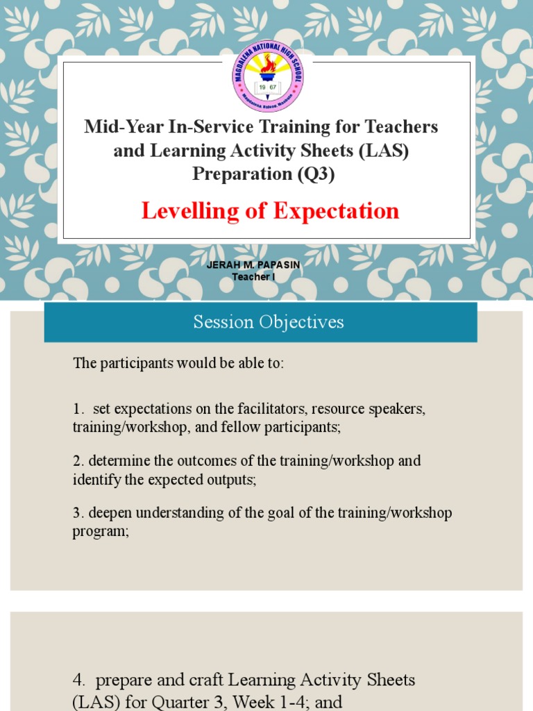 Mid-Year Inset Levelling of Expectation | PDF