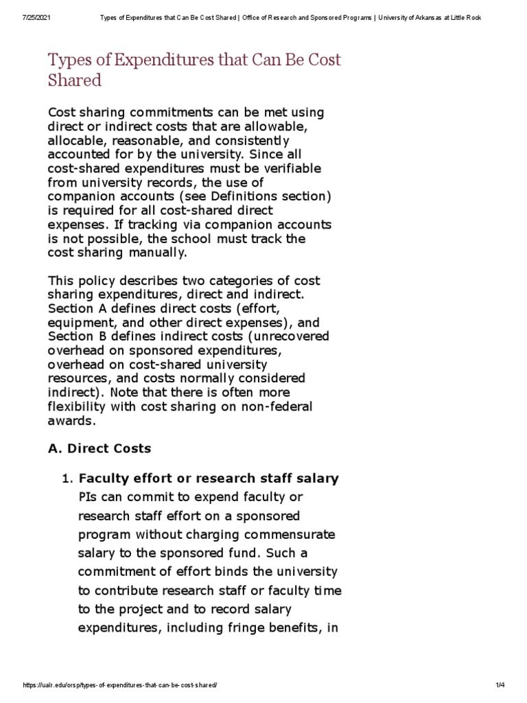 Types of Expenditures That Can Be Cost Shared - Office of Research and ...