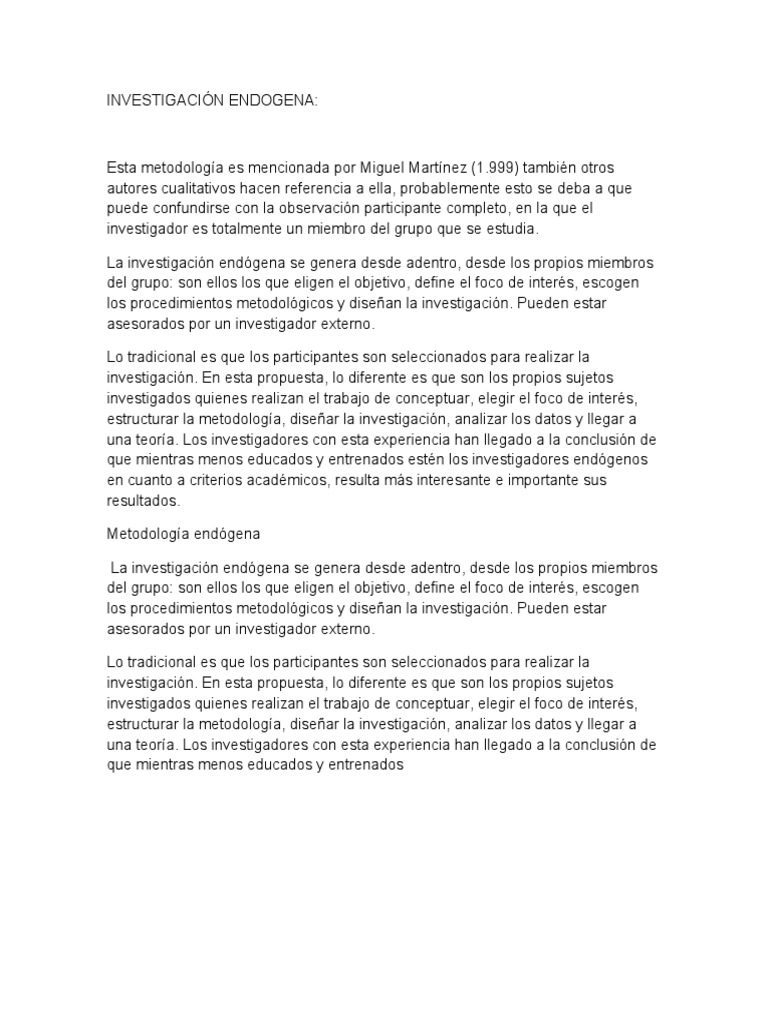Investigación Endogena | PDF