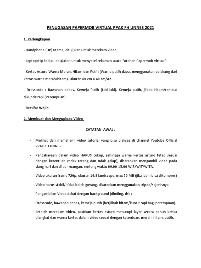 Panduan Papermob Virtual UNNES 2021 | PDF