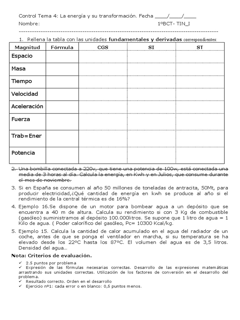 Control Tema 4 | PDF | Agua | Combustibles