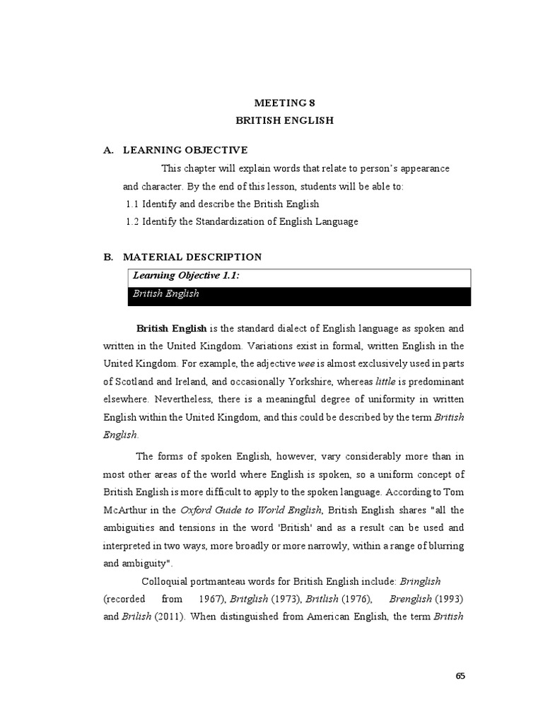 British English | PDF | Cognition | Lexicology