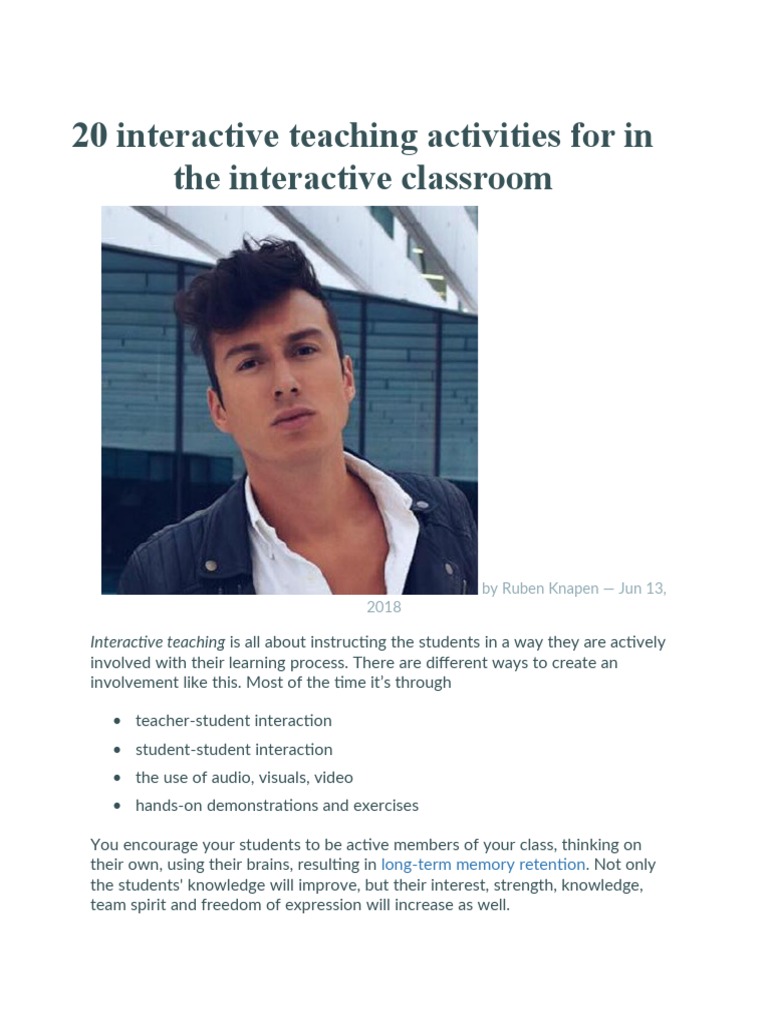 20 Interactive Teaching Activities For in The Interactive Classroom ...