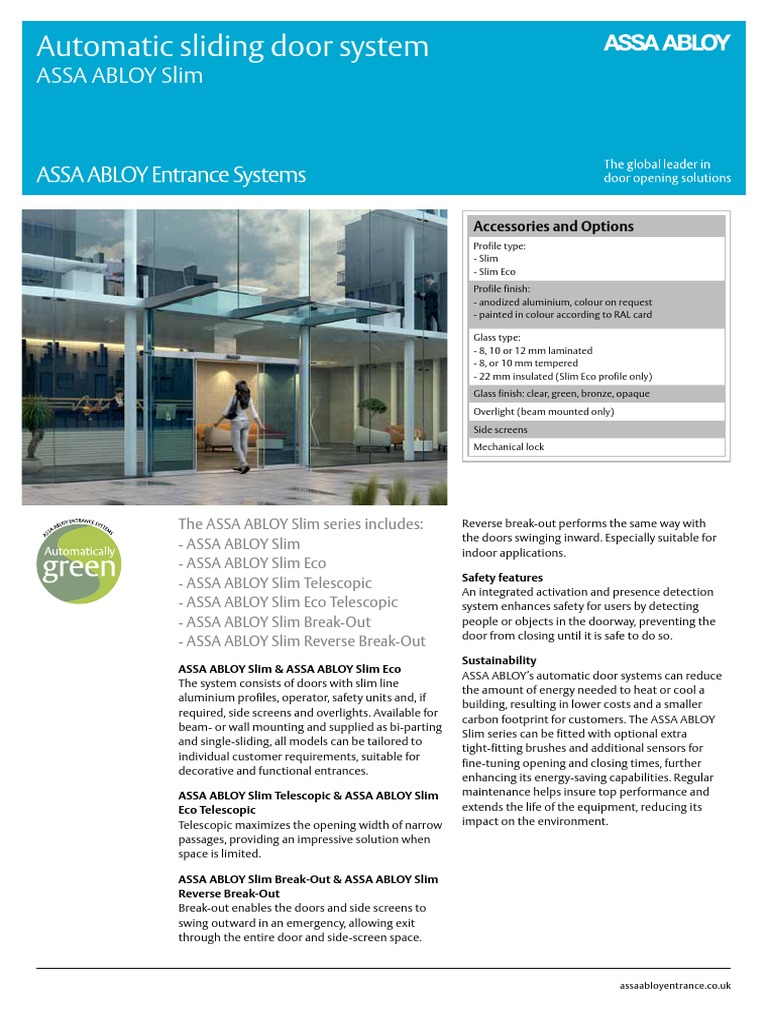 Automatic Sliding Door System: Assa Abloy Slim | PDF | Door | Building ...
